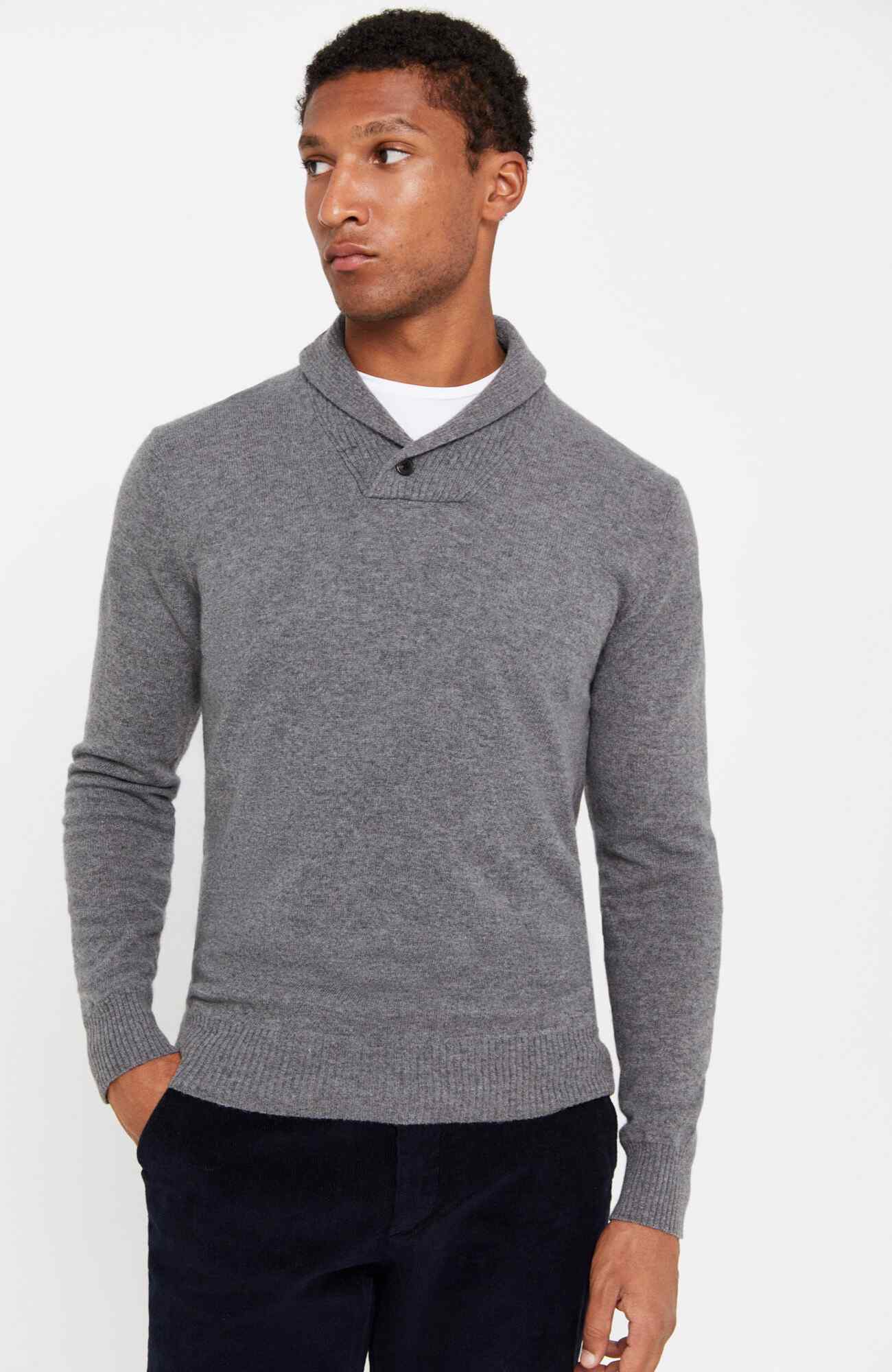 Sweater Lana Lambswool Cuello Smoking Gris Cortefiel | Women Secret