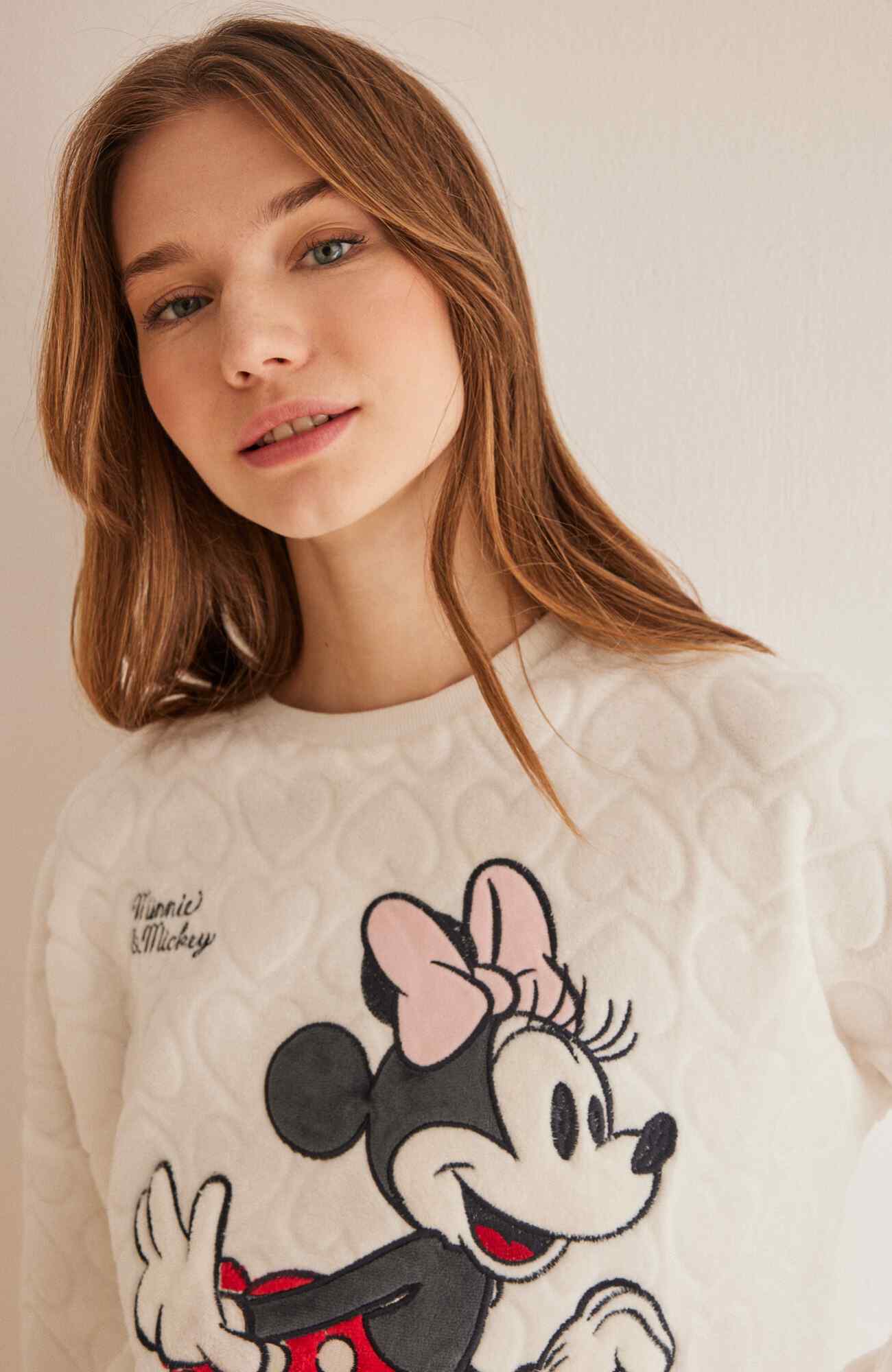 Pijama Polar Minnie Corazones Blanco Women'Secret Multilicense Crush ...